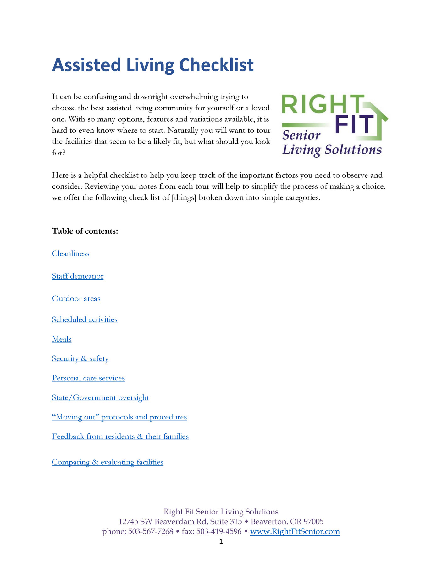 My publications - Assisted Living Checklist - Page 1 - Created with ...