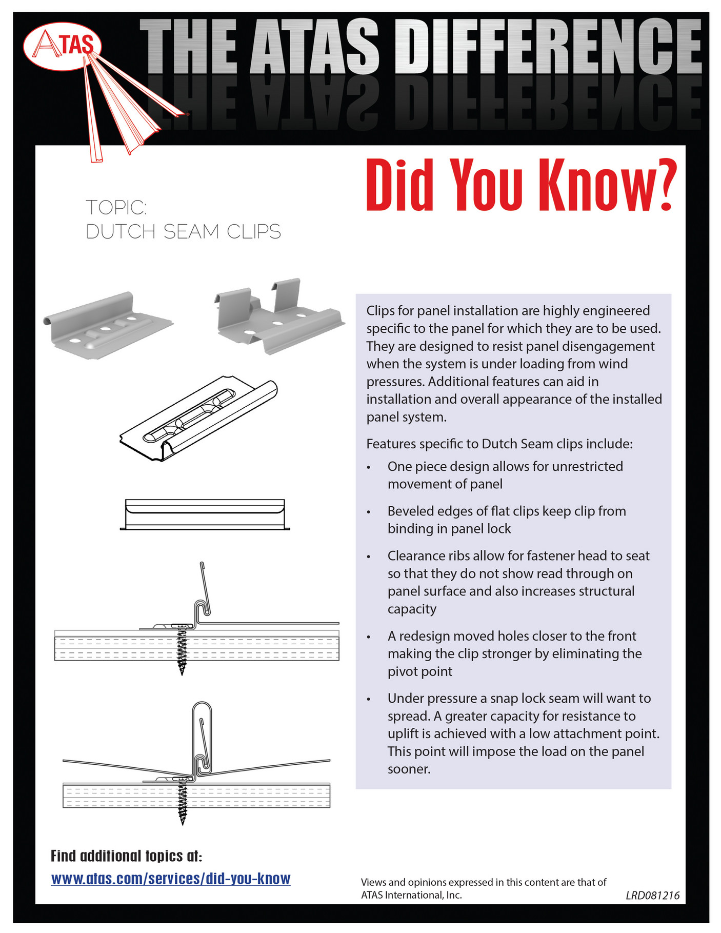 ATAS International, Inc. - Dutch Seam Clips - Page 1 - Created with Publitas.com
