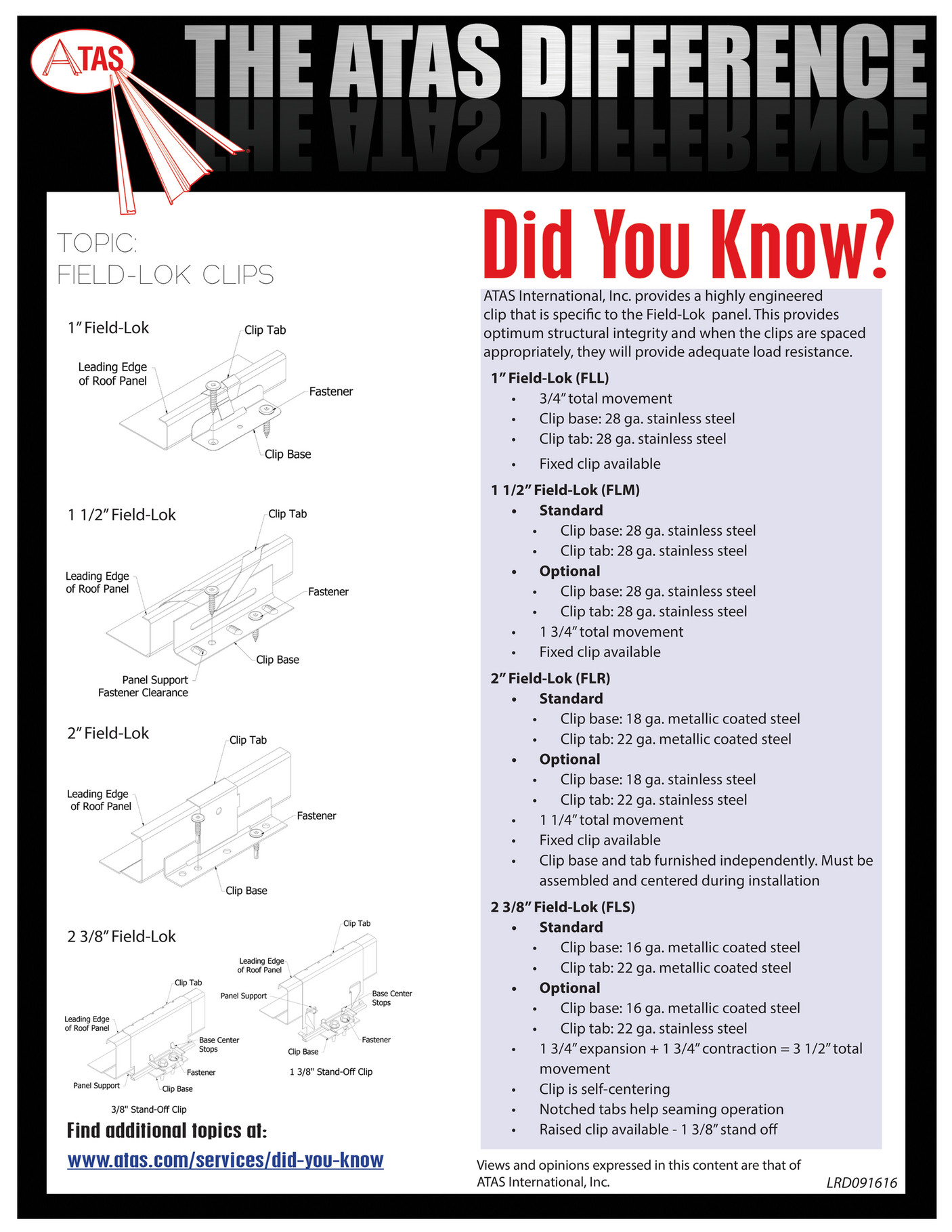 ATAS International, Inc. - Field-Lok Clips - Page 1 - Created with Publitas.com