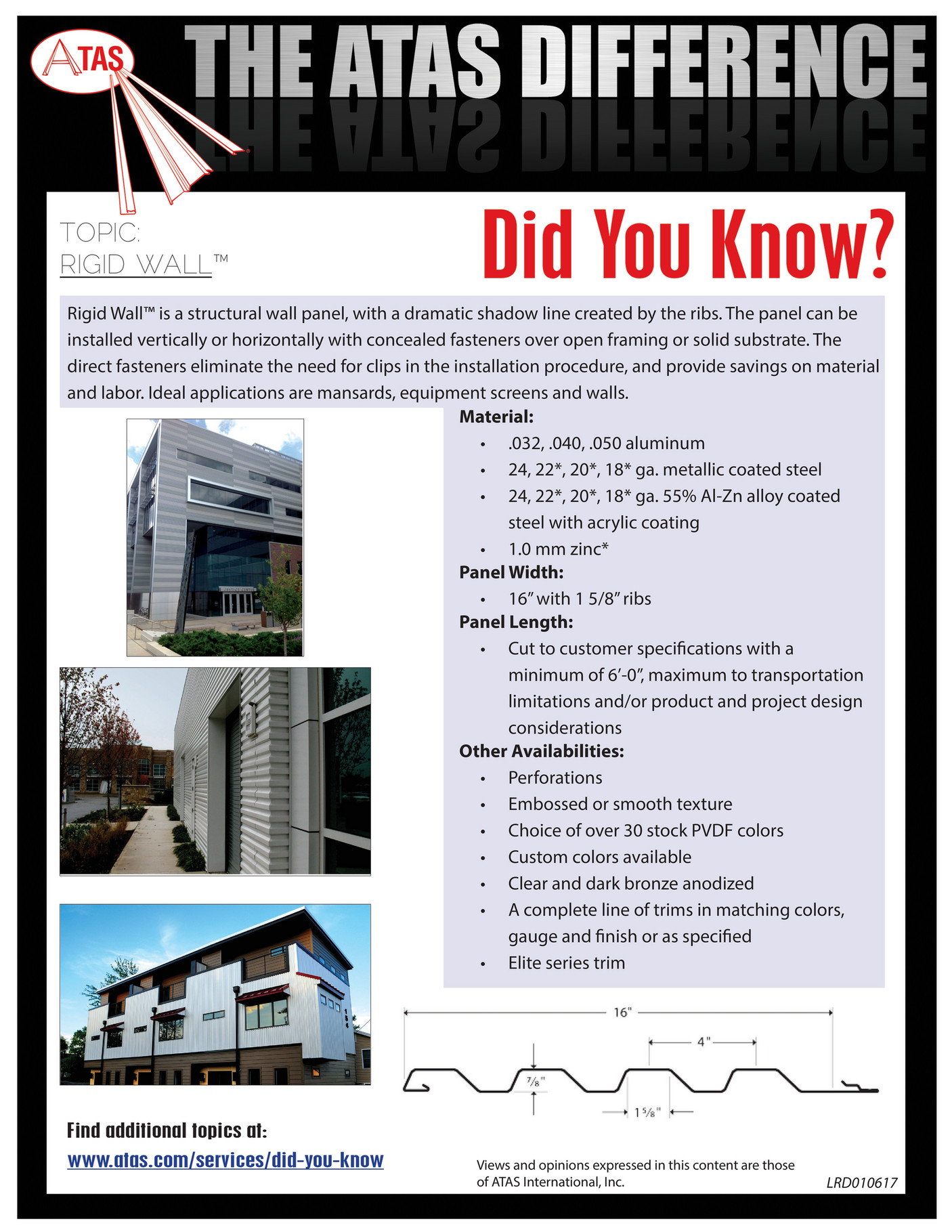 ATAS offers Rigid Wall which is a trapezium style rib wall panel that ...