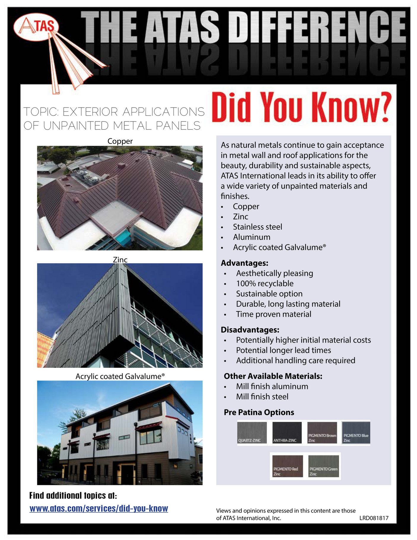 ATAS International, Inc. - Exterior Applications of Unpainted Metal ...