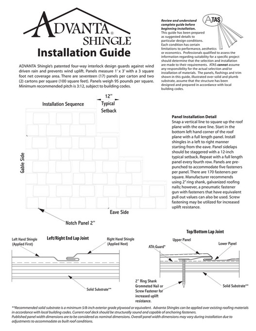 ATAS International, Inc. - Advanta Shingle Install Guide - Page 1 - Created with Publitas.com