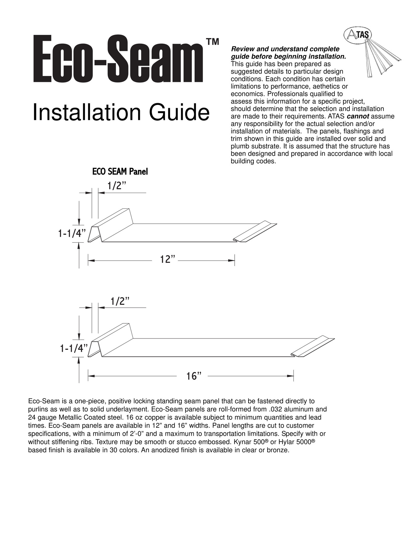 ATAS International, Inc. - Eco-Seam Install Guide - Page 1 - Created with Publitas.com