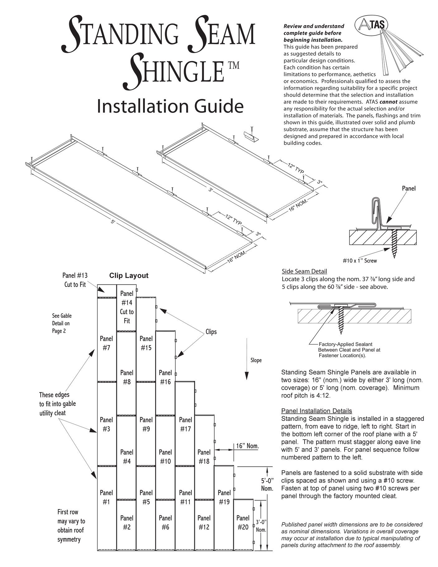 ATAS International, Inc. - Standing Seam Shingle Install Guide - Page 1 - Created with Publitas.com