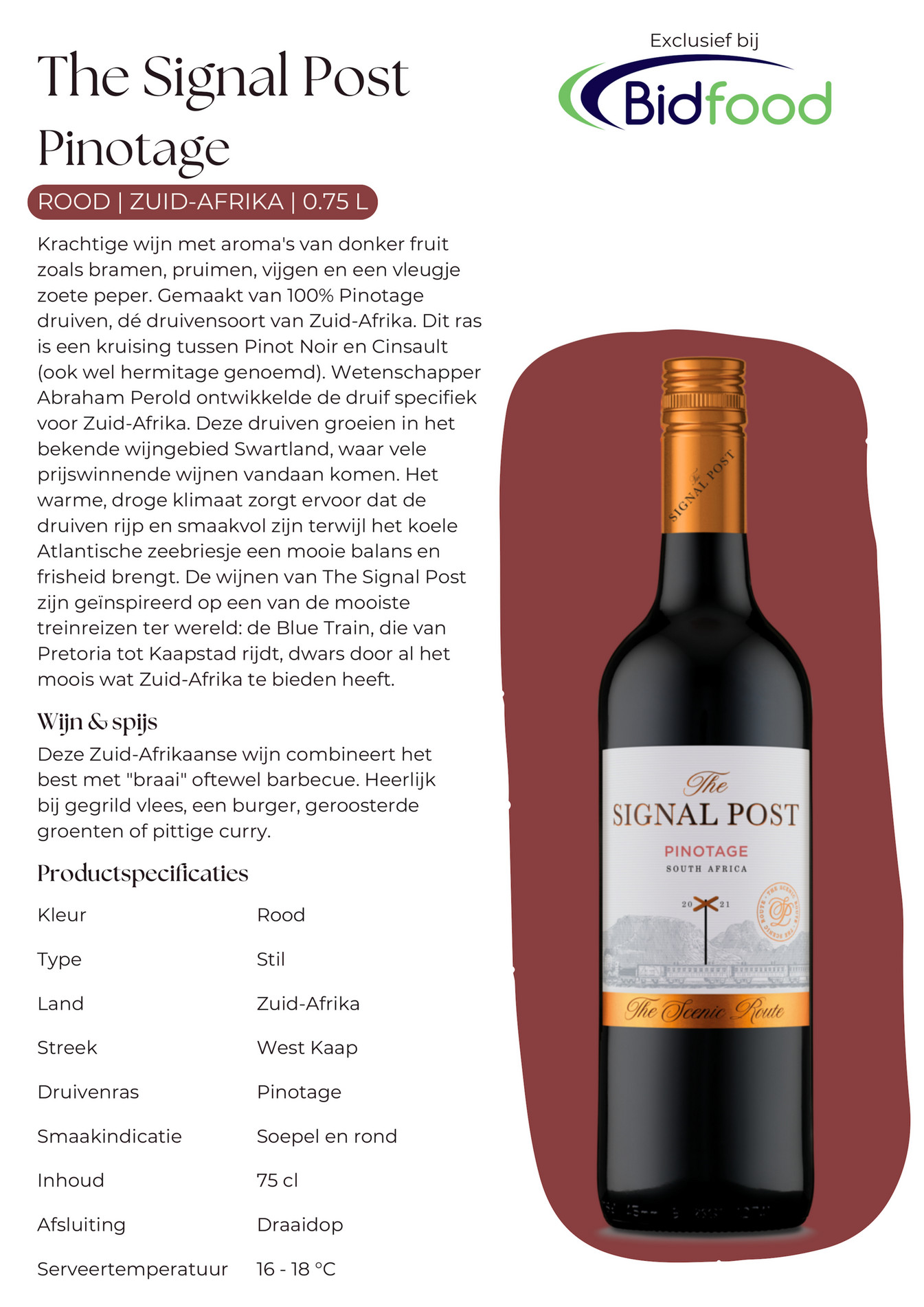 Bidfood - The Signal Post Pinotage - Bidfood - Pagina 1