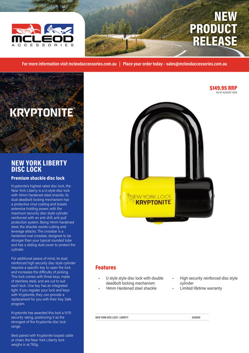 McLeod Accessories - Kryptonite - 2024 - New York Liberty Disc Lock ...