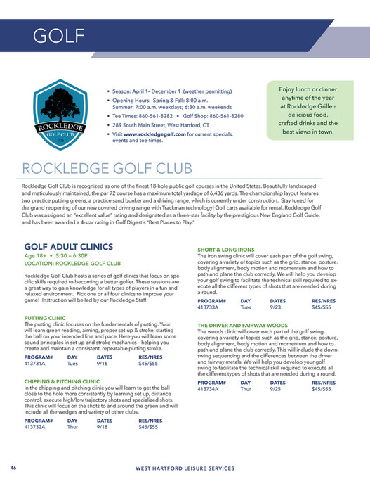 West Hartford Leisure Services Fall/Winter 2025 Brochure - Page 46
