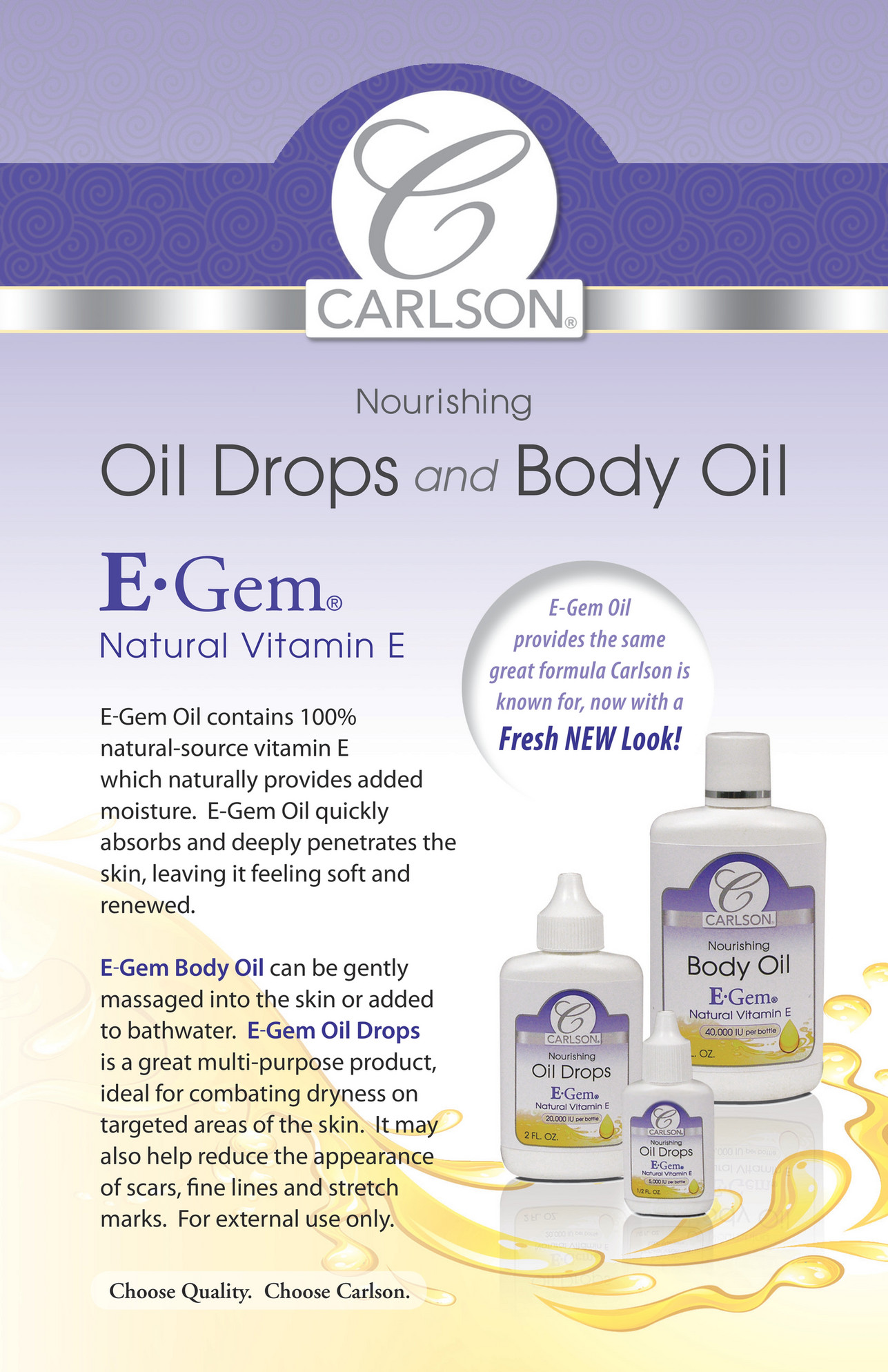 Carlson Labs - E-Gem Oil Drops Card - Page 1