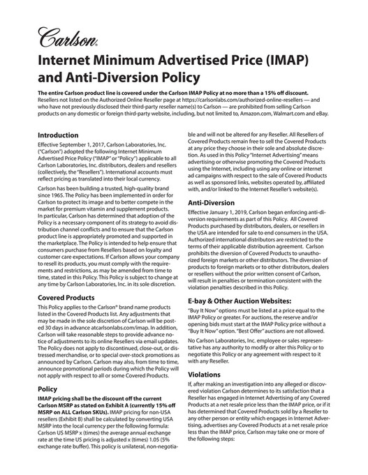 Carlson Labs - IMAP Policy - Page 1
