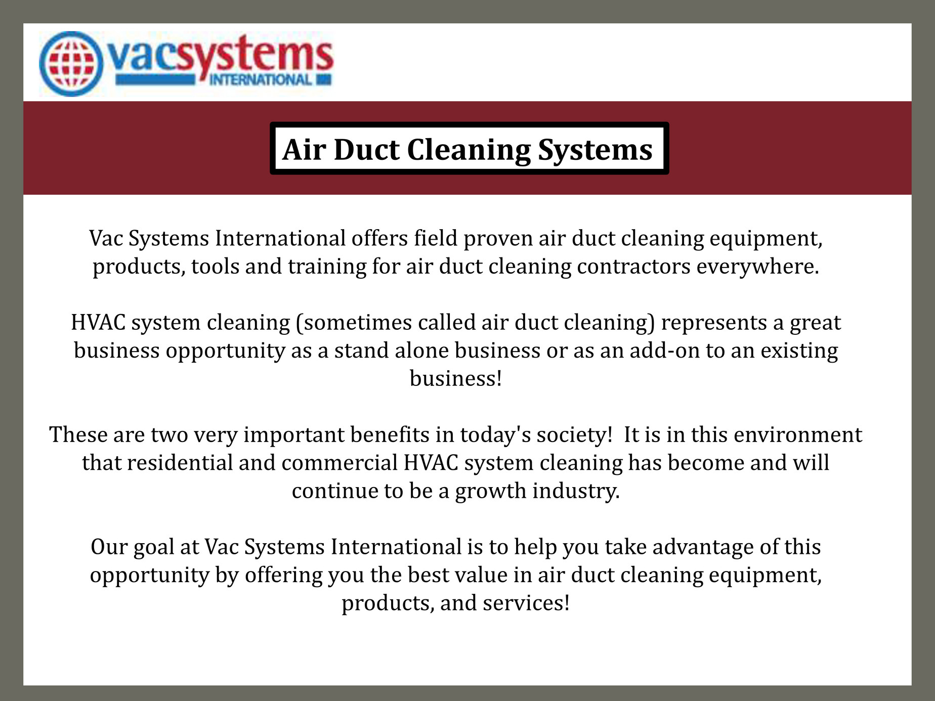 vacsysint - Air Duct Cleaning Systems - Page 1 - Created with Publitas.com