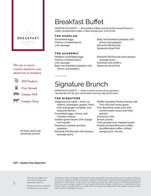 College of the Ozarks - The Keeter Center Catering - Page 6