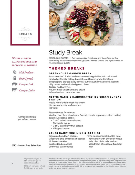 College of the Ozarks - The Keeter Center Catering - Page 8