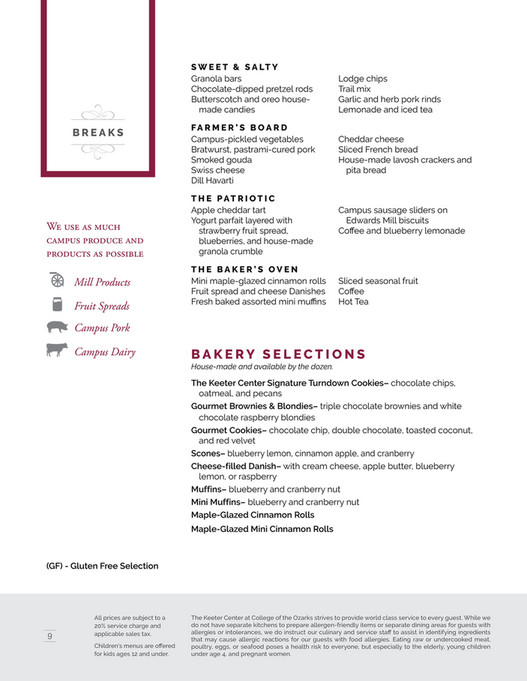 College of the Ozarks - The Keeter Center Catering - Page 9