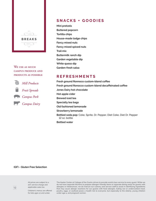 College of the Ozarks - The Keeter Center Catering - Page 10