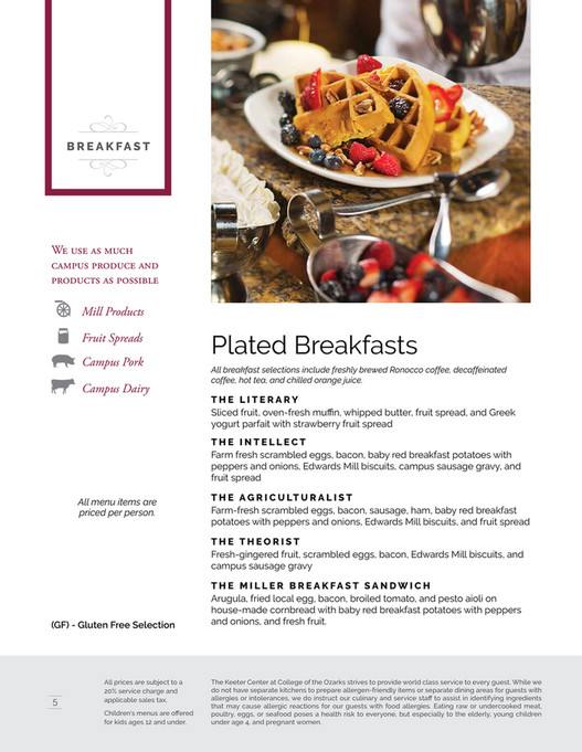 College of the Ozarks - The Keeter Center Catering - Page 5