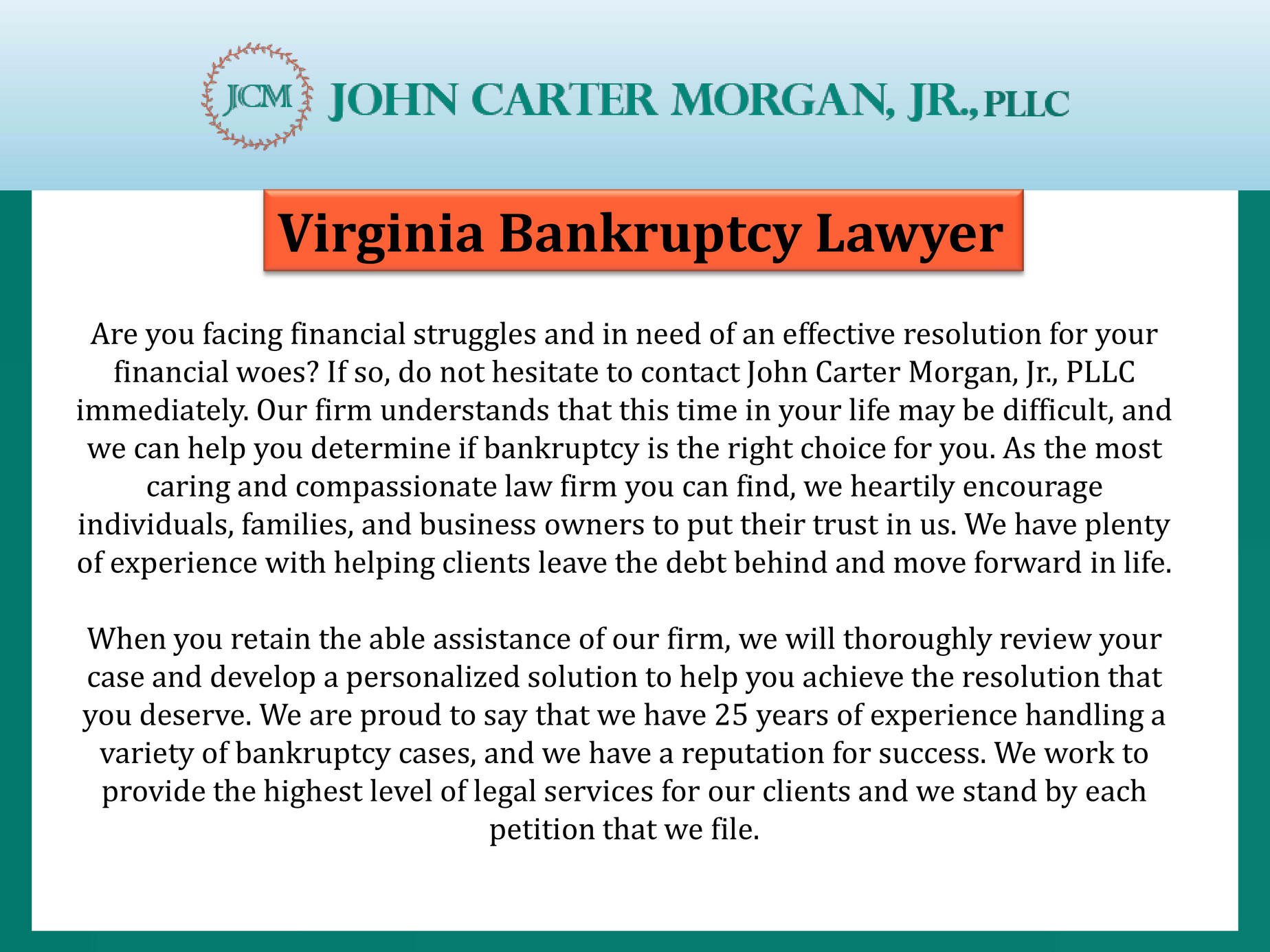 jcmpllc - Virginia Bankruptcy Lawyer - Page 1 - Created with Publitas.com