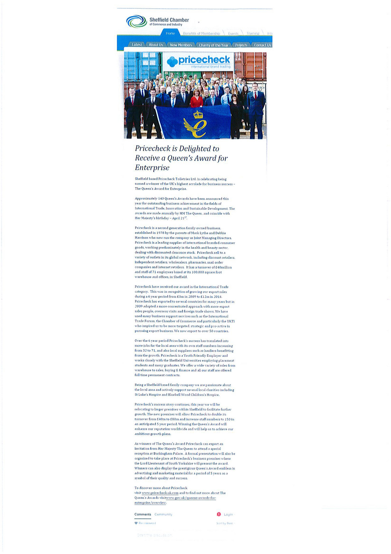 Pricecheck Toiletries Limited - Sheffield Chamber - Page 1 - Created ...