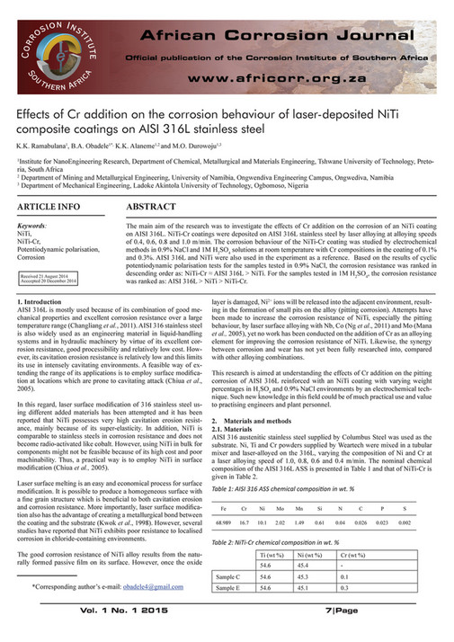 African Corrosion Journal - Vol 1 Issue 1 - Page 6-7 - Created with ...