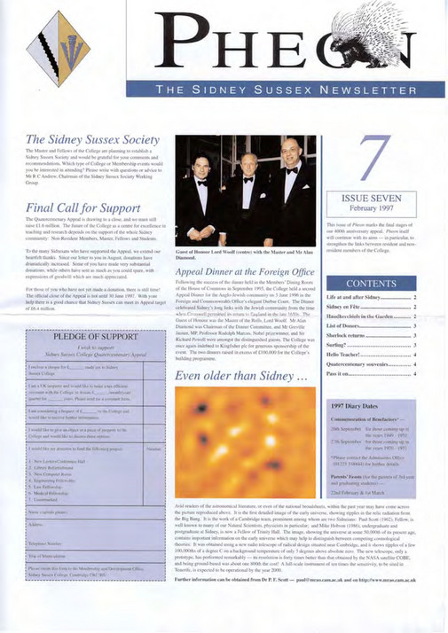 Sidney Sussex Development Office - Pheon 7, Lent 1997 - Page 1 - Created with Publitas.com