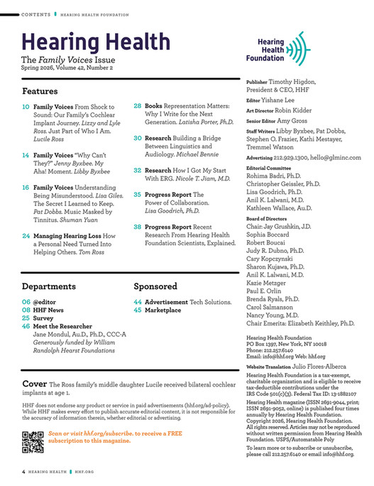 Hearing Health Foundation - Hearing Health Spring 2026 Issue - Page 1 ...