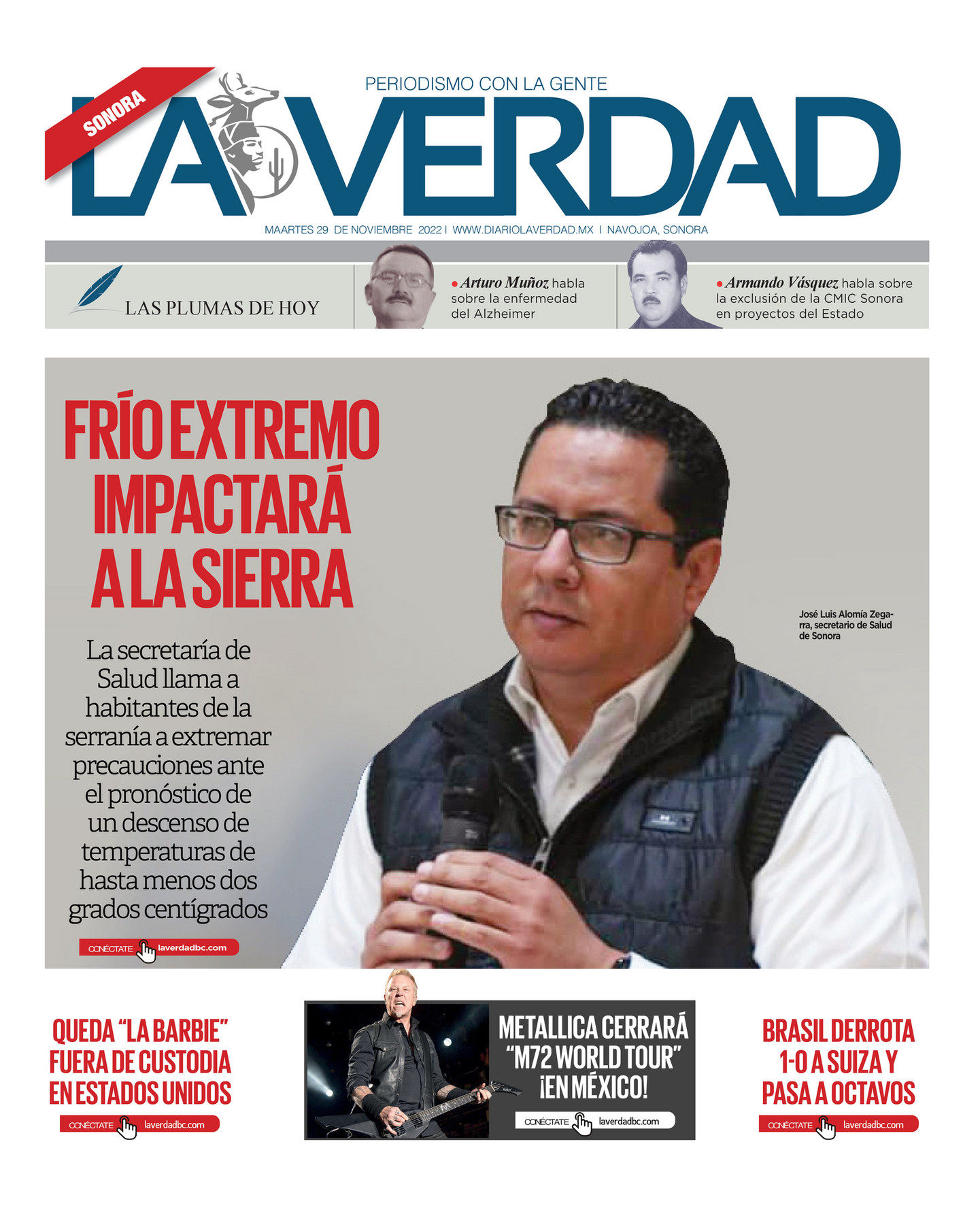 Impreso LA VERDAD - EDICION SONORA 29 DE NOVIEMBRE 2022 - Página 1 ... Impreso LA VERDAD - EDICION SONORA 29 DE NOVIEMBRE 2022 - Página 1 ...