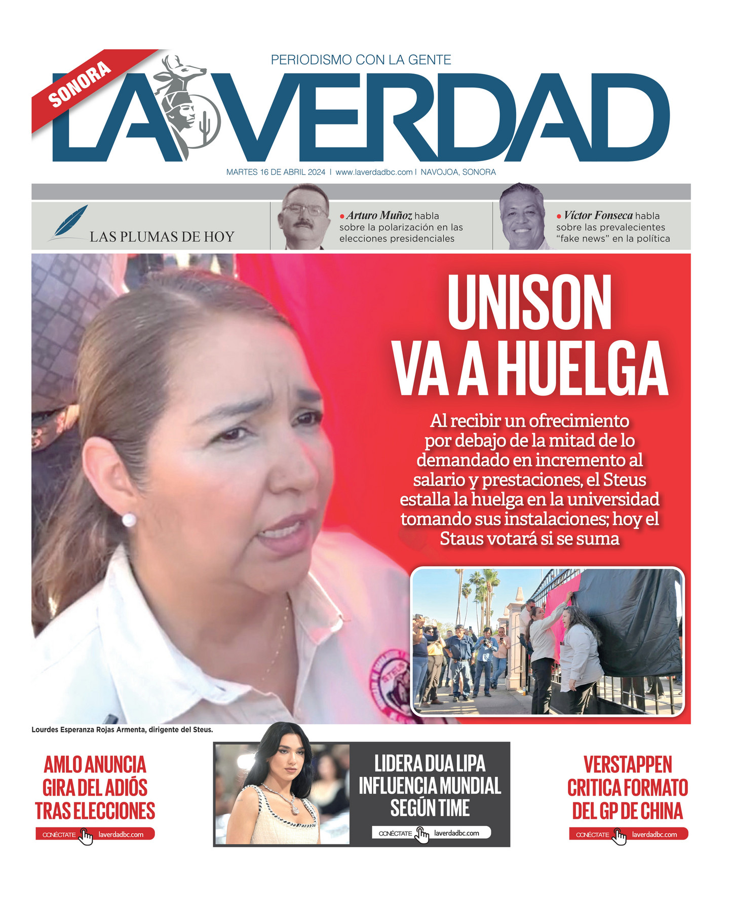 Impreso LA VERDAD - EDICION LA VERDAD 16 DE ABRIL 2024 - Página 1 - Created with Publitas.com