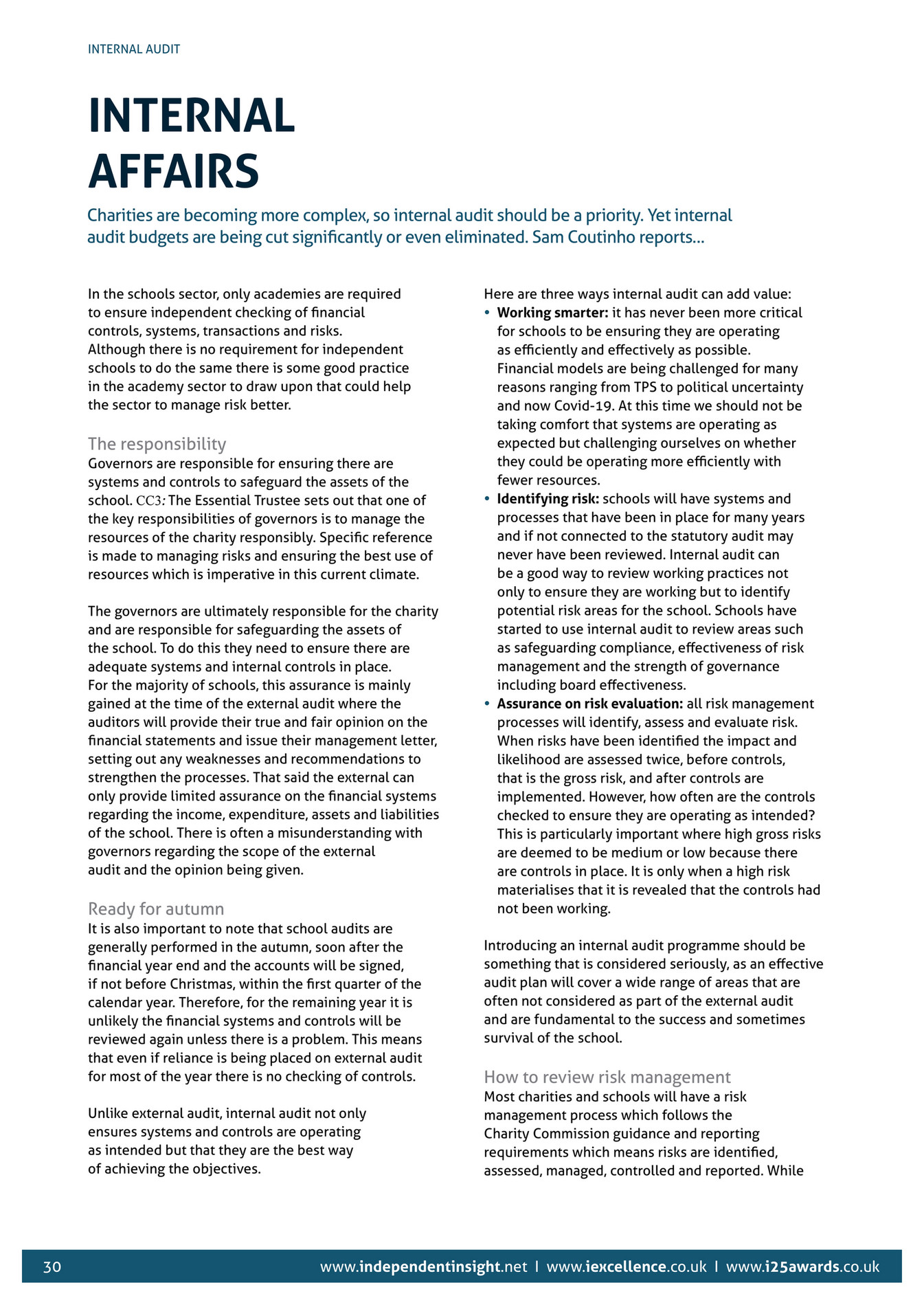 My publications - Role of Internal Audit in independent Schools - April ...