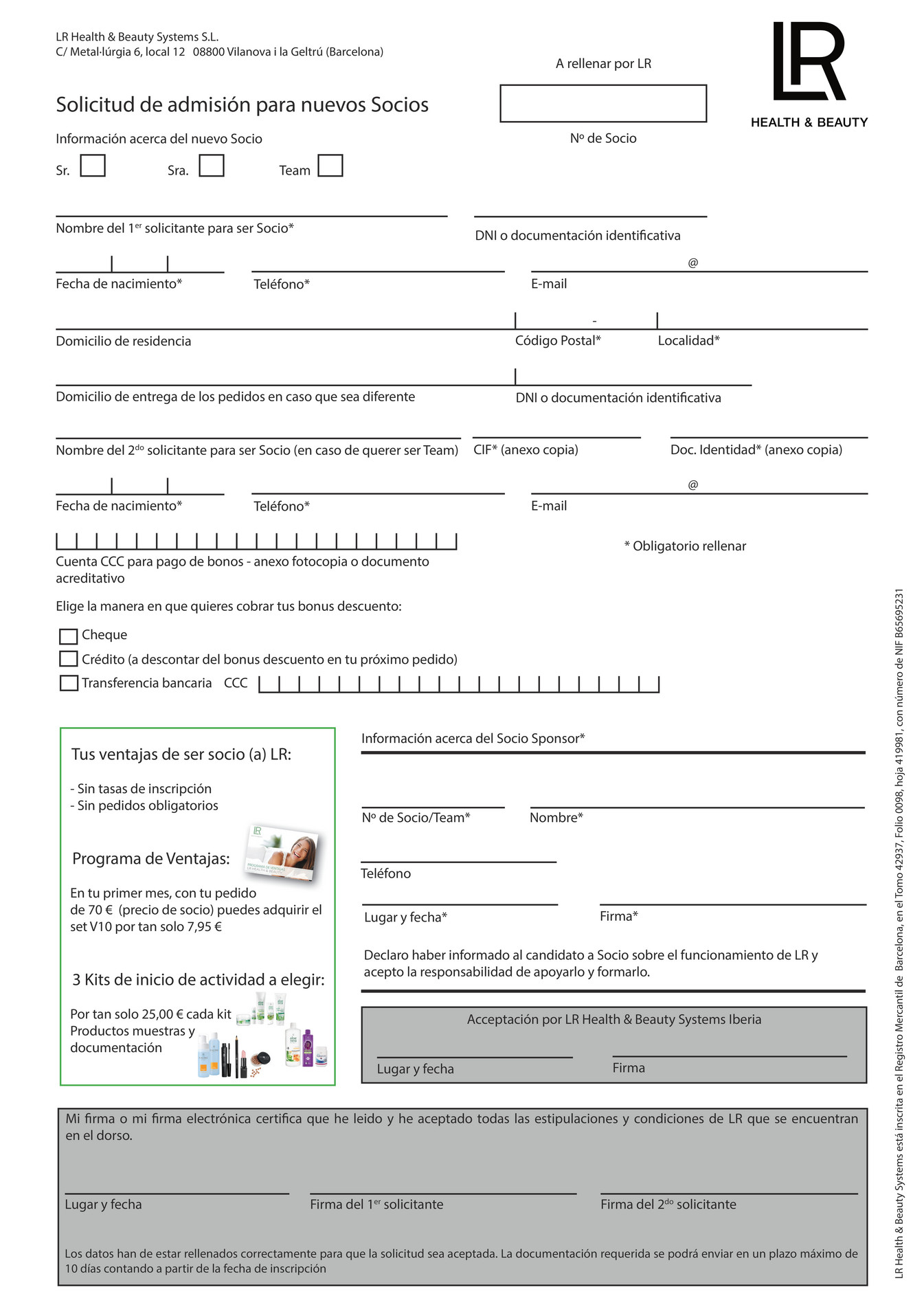 LR Health & Beauty Mundial - formulario de inscripción en español 1 ...