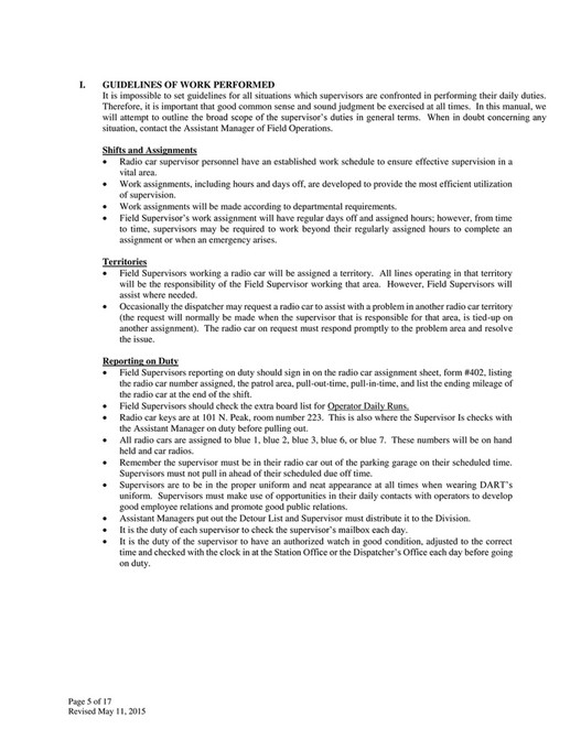 DART Field Operations - Transportation Field Supervisor Training Manual (Bus) - Page 4-5 ...