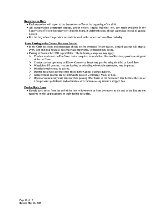 DART Field Operations - Transportation Field Supervisor Training Manual (Bus) - Page 16-17 ...