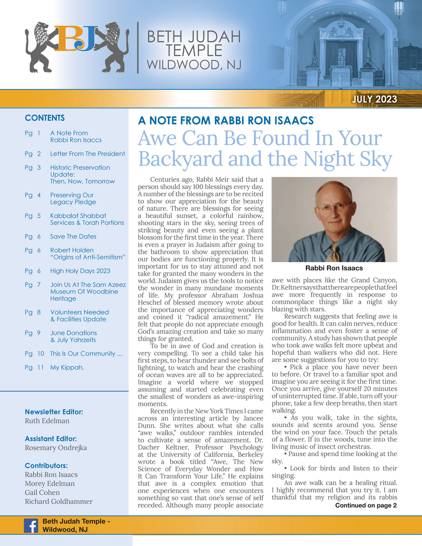 Seven Mile Publishing - Beth Judah Temple July 2023 Newsletter - Page 8-9