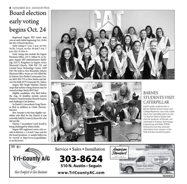 Seguin ISD - Matador Pride - November 2016 Edition - Page 4-5 - Created ...