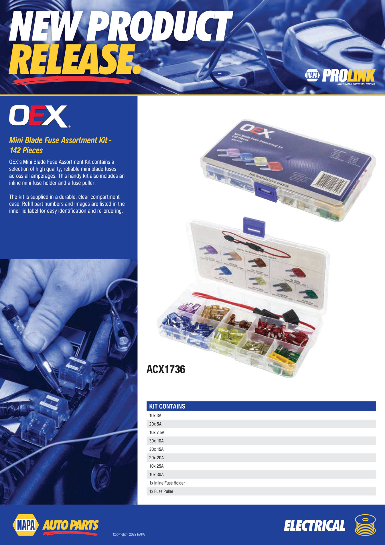 NAPA Auto Parts - NP (A) 22-0032 OEX Mini Blade Fuse Assortment Kit - LR - Page 1