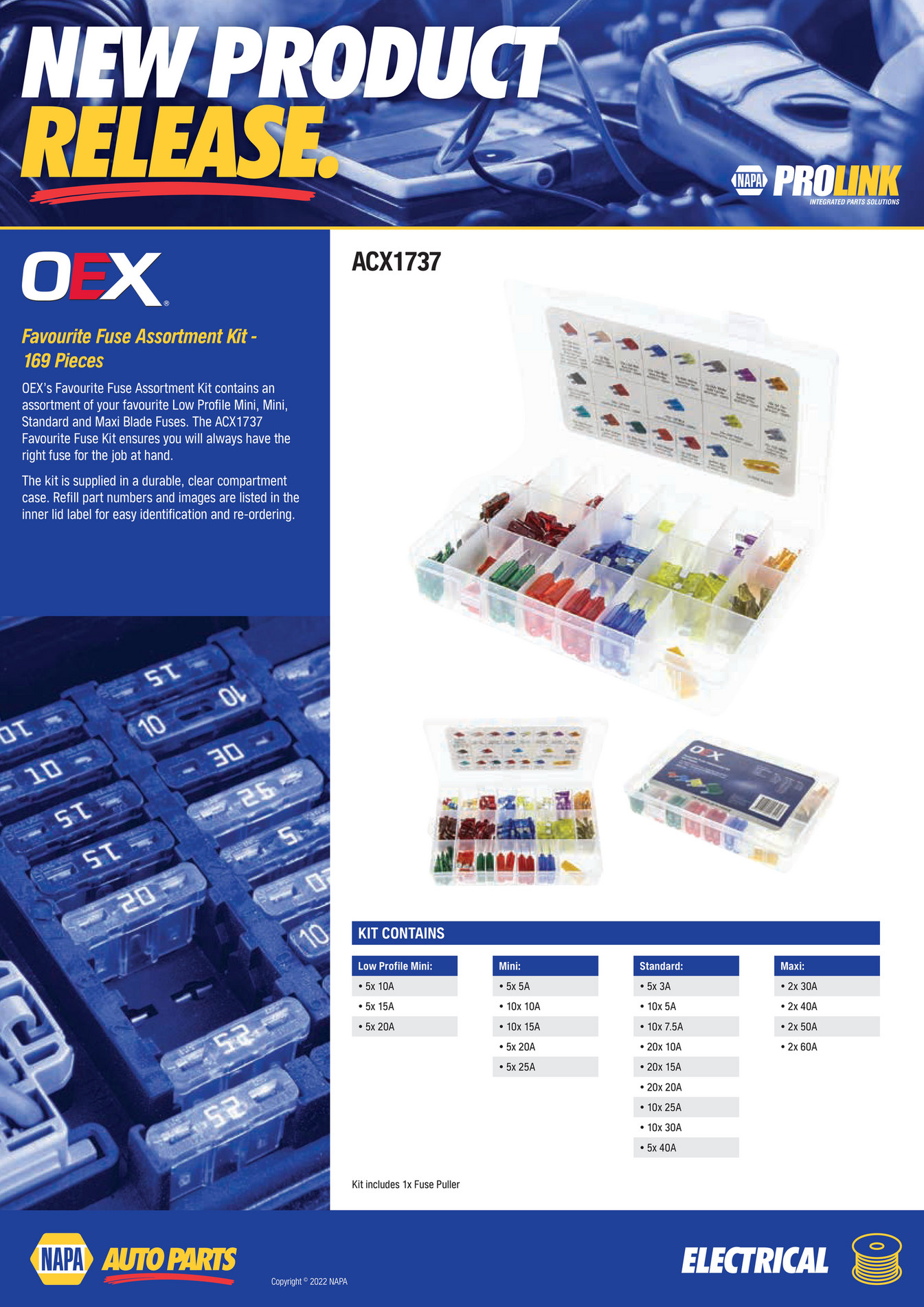 NAPA Auto Parts - NP (A) 22-0028 OEX Favourite Fuse Assortment Kit - LR - Page 1