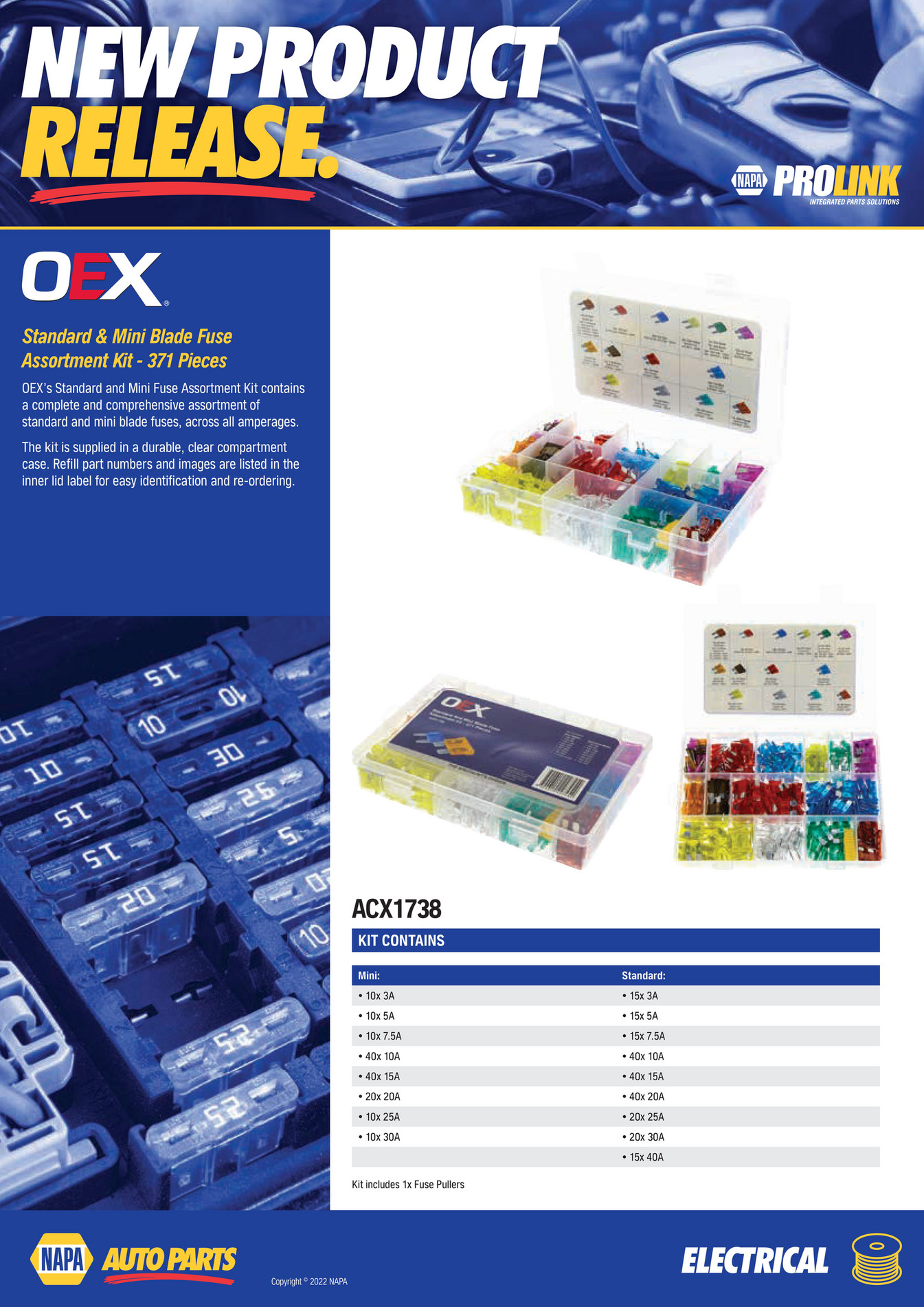 NAPA Auto Parts - NP (A) 22-0040 OEX Standard Mini Blade Assortment ...