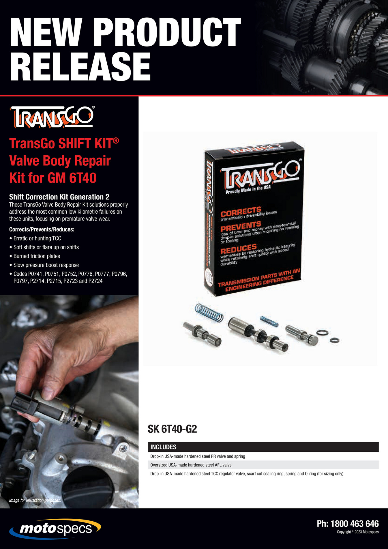 NAPA Auto Parts - NP (DT) 23-0010 Shift Correction Kit - SK 6T40-G2 & SK 6T40-G3 Gen2 - Page 1