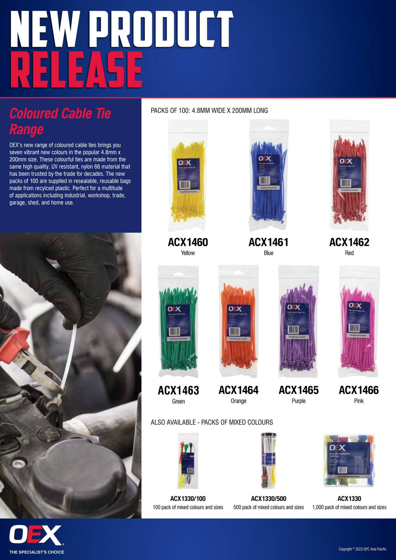 NAPA Auto Parts - NP (OEX) 23-0004 Coloured Cable Ties - 7 Coloured Packs LR - Page 1