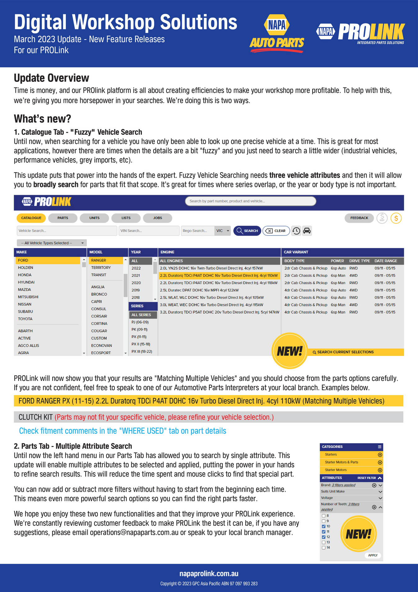 NAPA Auto Parts - B2B Product Update - Customer - Page 1