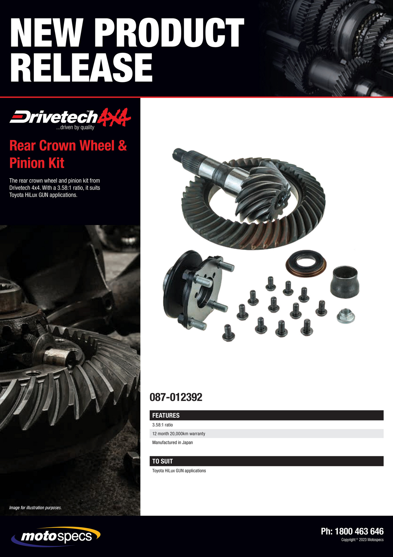 NAPA Auto Parts - NP (DT) 23-0016 Rear Crown Wheel & Pinion Kit - 087-012392 - Page 1