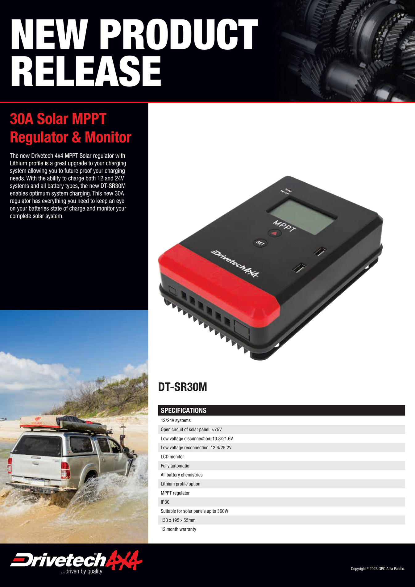 NAPA Auto Parts - NP (DT) 23-0005 30A Solar MPPT Regulator & Monitor - DT-SR30M - Low Res - Page 1