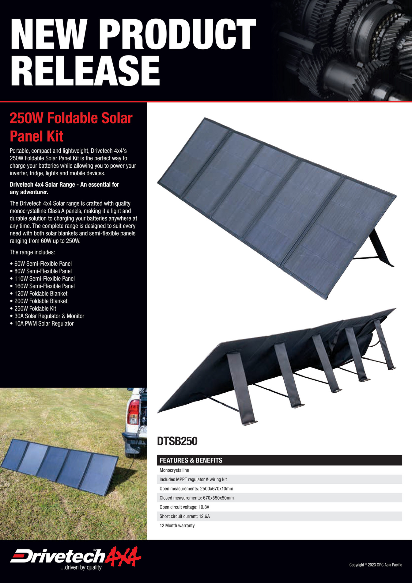 NAPA Auto Parts - NP (DT) 22-0039 250W Foldable Solar Panel Kit DTSB250 - LR - Page 1