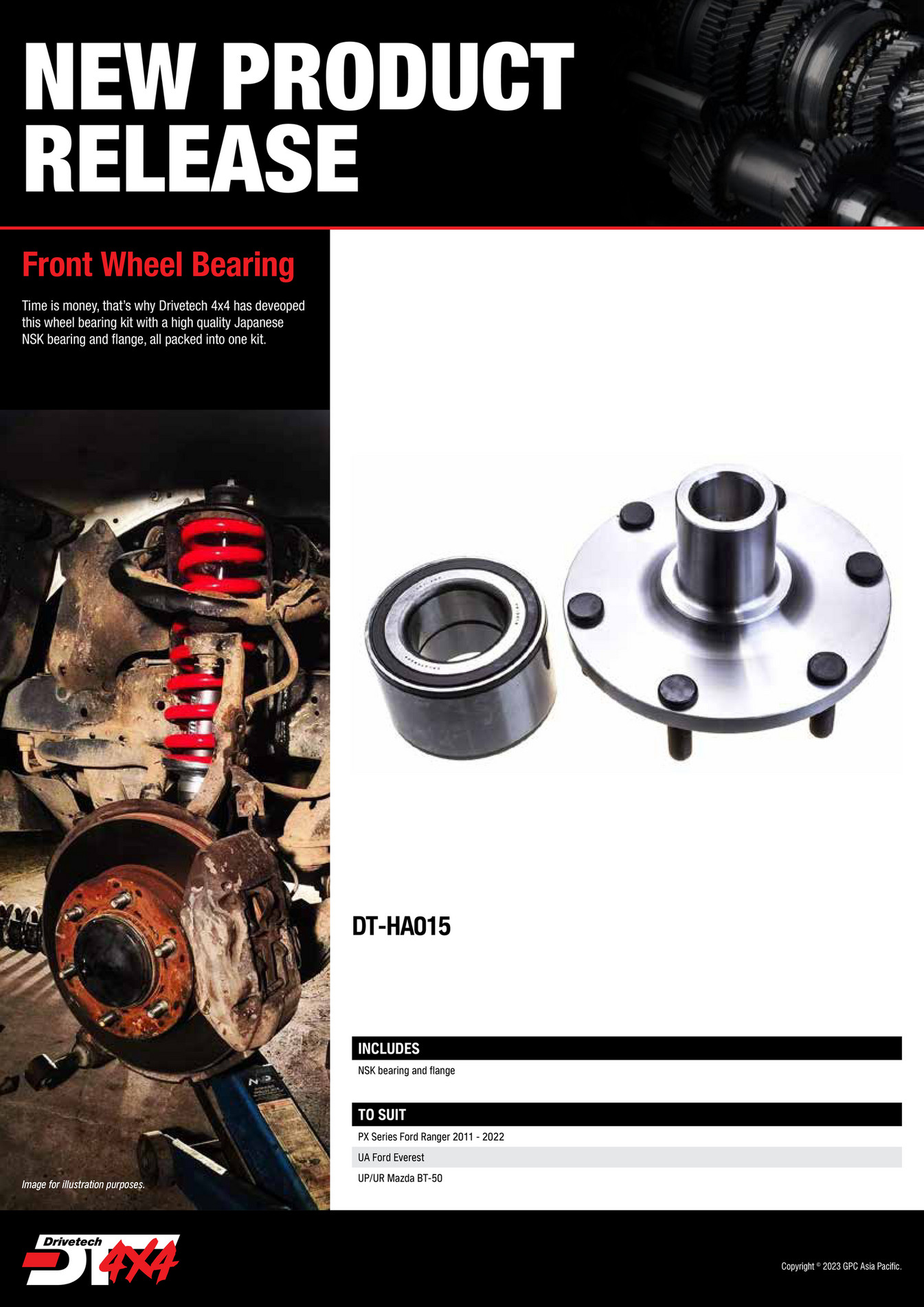 NAPA Auto Parts - NP (DT) 23-0038 Front Wheel Bearing Ranger Everest BT50 - DT-HA015 - LR - Page 1