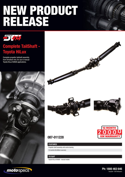 NAPA Auto Parts - NP (DT) 23-0041 Complete Tailshaft HiLux -087-011228 - Page 1