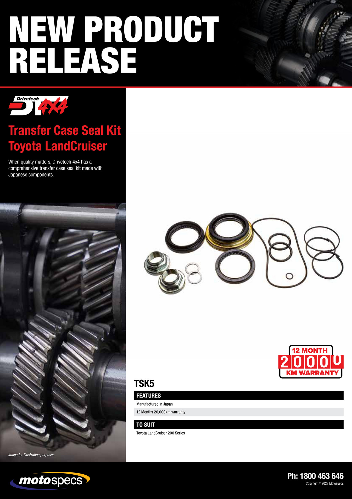 NAPA Auto Parts - NP (DT) 23-0047 Transfer Case Seal Kit - Toyota LandCruiser - Motospecs - LR ...