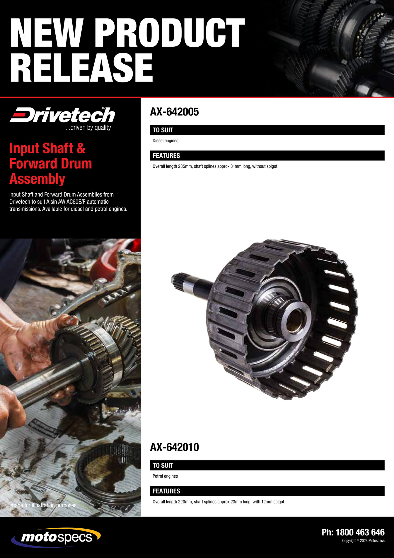 NAPA Auto Parts - NP (DT) 23-0055 Input Shaft & Forward Drum Assembly LR Motospecs - Page 1