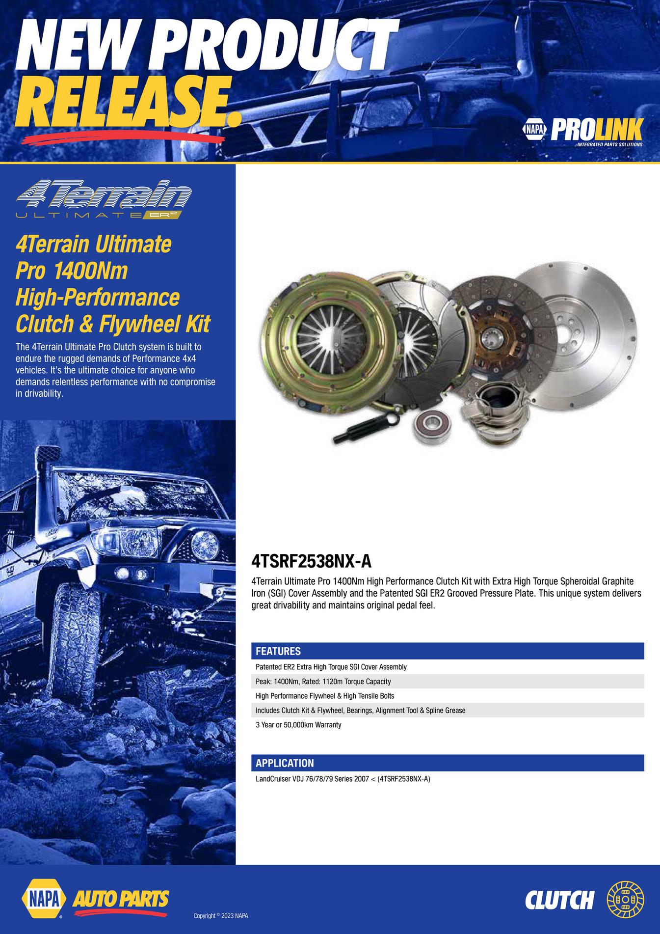 NAPA Auto Parts - NP (DRIVETRAIN) 23-0001 4Terrain Ultimate Pro Cluth & Flywheel Kit ...