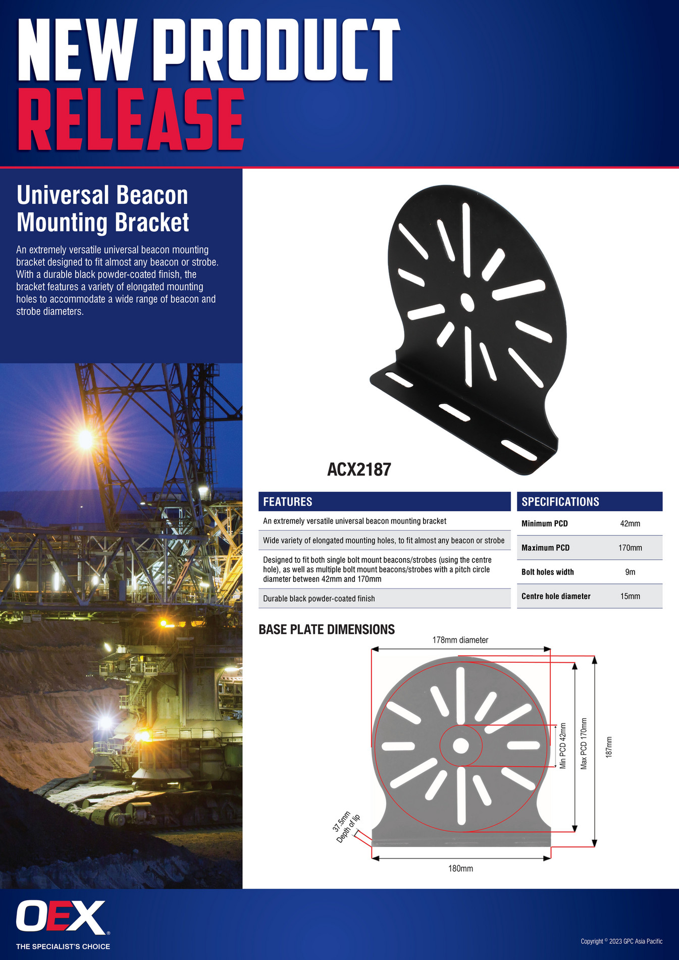 NAPA Auto Parts - NP (OEX) 23-0021 OEX Universal Beacon Mounting Bracket - Page 1