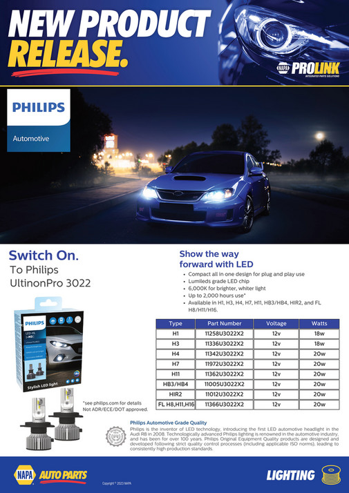 NAPA Auto Parts - NP (A) 23-0040 Philips Ultinon Pro 3022 - AU - Page 1