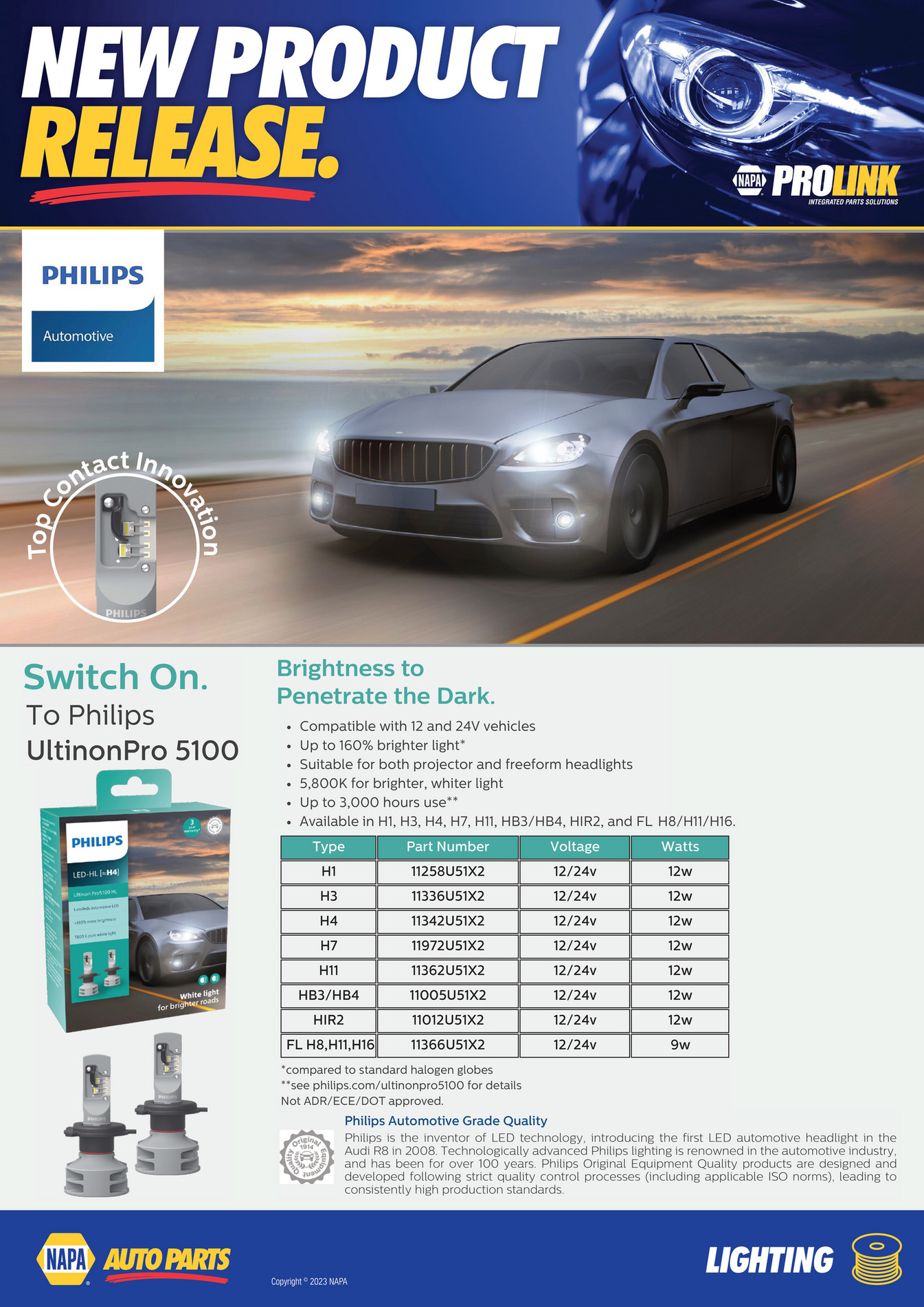 NAPA Auto Parts - NP (A) 23-0037 Philips Ultinon Pro 5100 - AU - Page 1