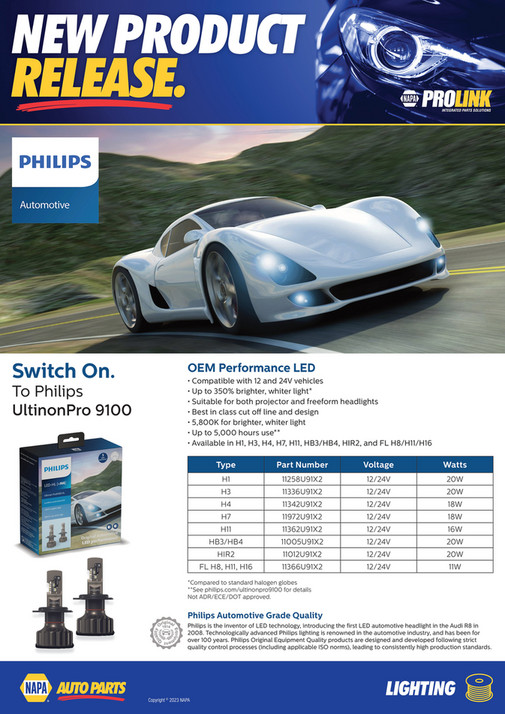 NAPA Auto Parts - NP (A) 23-0039 Philips Ultinon Pro 9100 - AU - Page 1